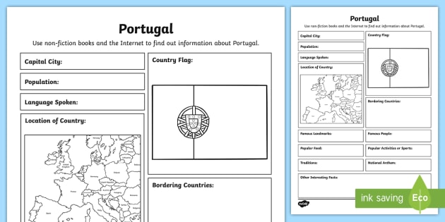 Portugal Fact File Writing Template (teacher made)