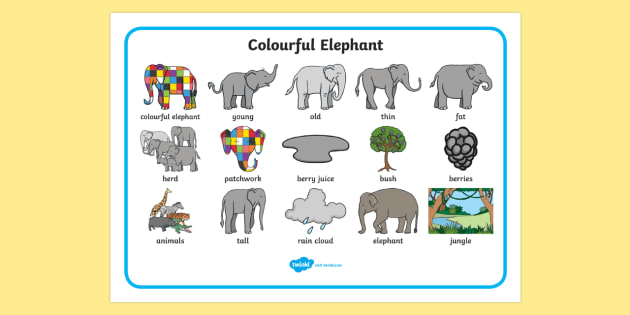 Elmer Word Mats | twinkl.co.uk