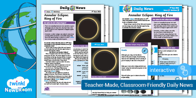 Solar Eclipse 2021 Reading Comprehension | Twinkl NewsRoom
