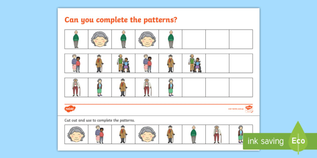 Grandparents Day Complete the Pattern Worksheet / Worksheet