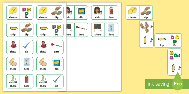 'ch' and 'd' Minimal Pair Dominoes (teacher made)