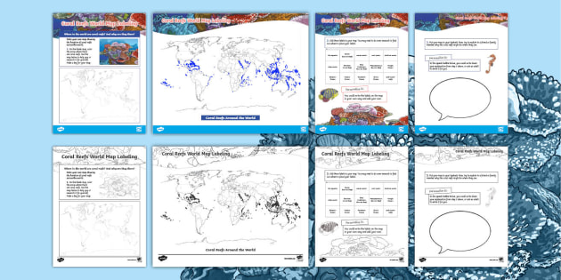 Coral Reefs Lapbook: World Map Labeling Activity