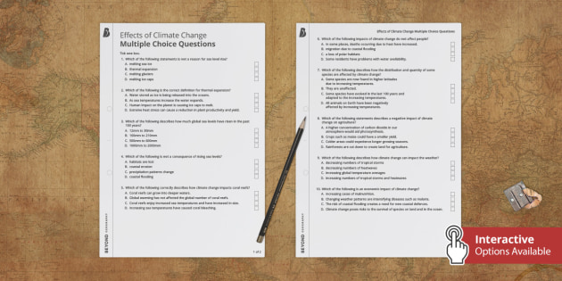 Effects of Climate Change Multiple Choice Questions