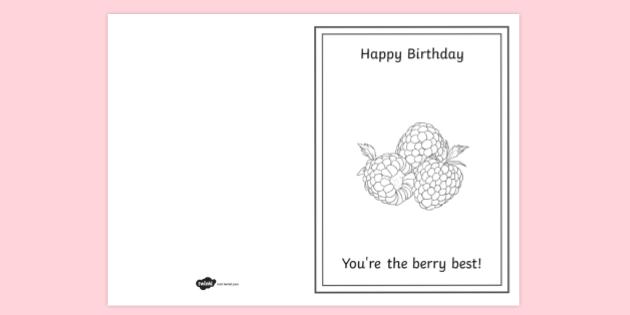 FREE! - Raspberry Theme Birthday Card Colouring Activity