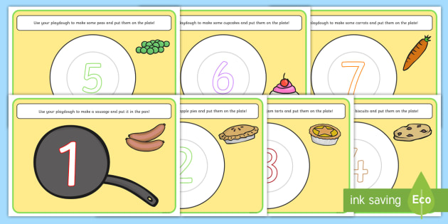 Food Counting Playdough Mats