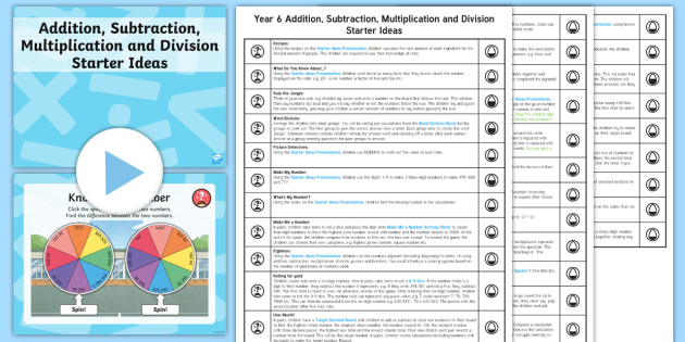 Year 6 Number - Addition, Subtraction, Multiplication and Divisio