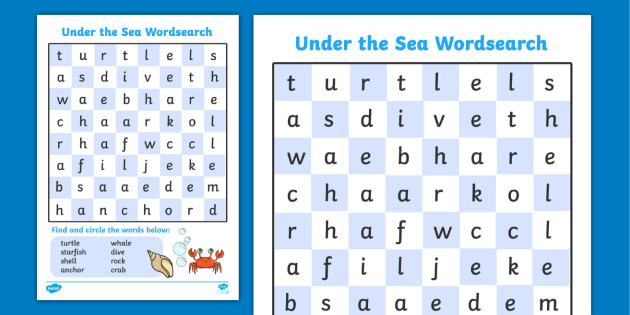 Under the Sea Word Searches | twinkl.com.au