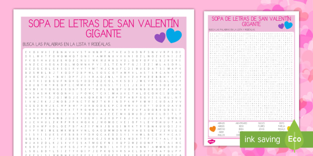 Sopa de letras gigante de San Valentín (teacher made)