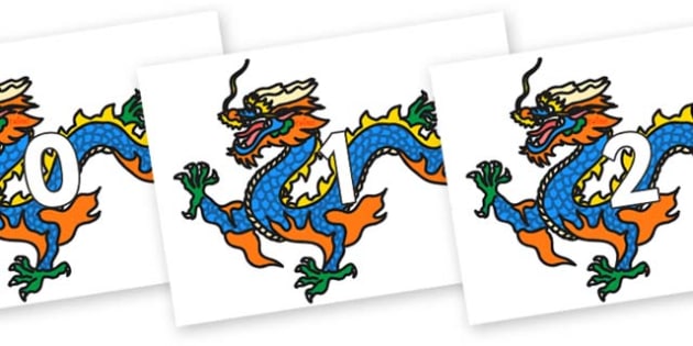 Numbers 0-50 on Chinese Dragons (teacher made)