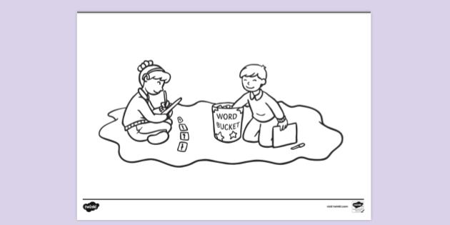 FREE! - Children Writing on the Carpet Colouring Sheet