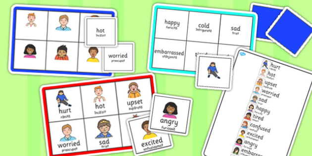 Feelings Bingo Romanian Translation (teacher made)
