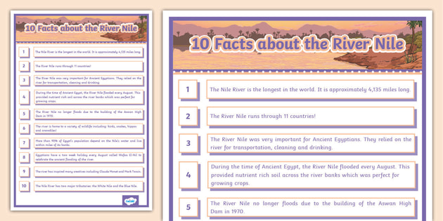 River Nile Facts Display Ancient Egypt Activities