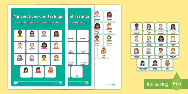 My Emotions and Feelings Vocabulary Matching Mat English/Portuguese