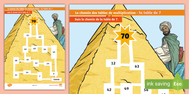 Le chemin des tables de multiplication - la table de 7