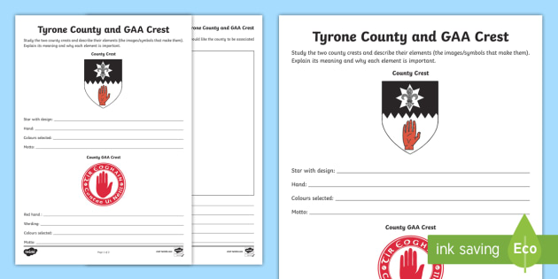 Tyrone County and GAA Crest Worksheet / Worksheet