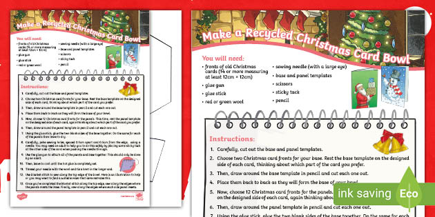 Make a Recycled Christmas Card Bowl Instructions