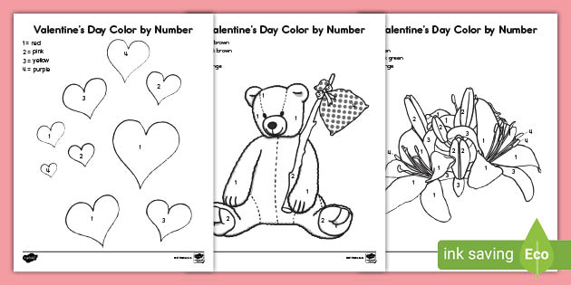valentine coloring pages by numbers