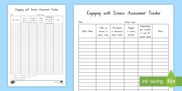 Engaging with Science Assessment Tracker