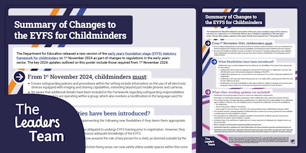 EYFS Framework Regulatory Changes in Effect as of January 4th 2024 - Twinkl