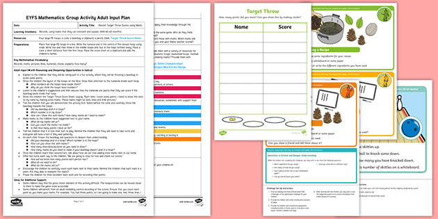 EYFS Maths: Records Target Throw Scores Using Marks Group Activity ...