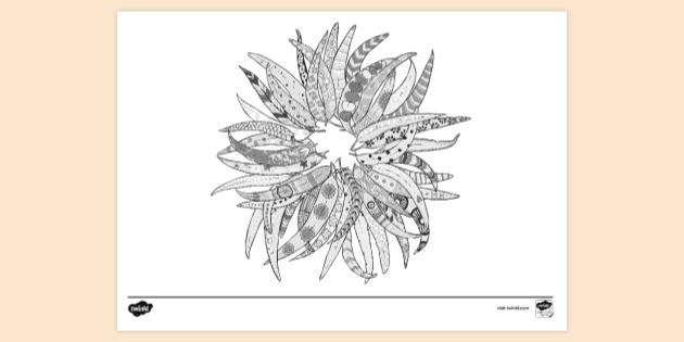 FREE! - Painted Leaf Wreath Colouring | Colouring Sheets
