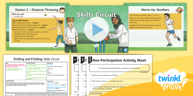 Cricket Skills Circuit Lesson | Year 6 PE Planning | Twinkl