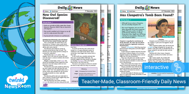 Weekly Comprehension Pack - 11th November 2022 - Twinkl NewsRoom