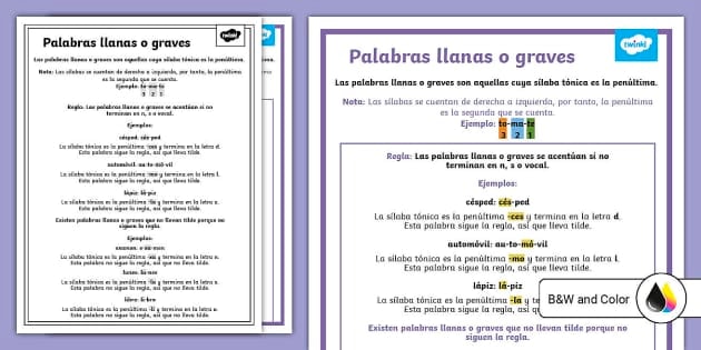 Las palabras graves o llanas | Teaching Wiki | Twinkl