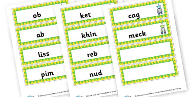 Phase 2 Nonsense Word Cards - DFE Letters and Sounds Phonics Screening ...