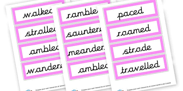 Synonyms for Walked (teacher made) - Twinkl