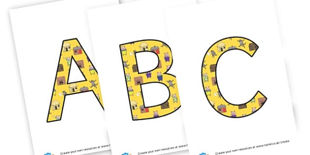 3 Little Pigs Uppercase Display (teacher made) - Twinkl