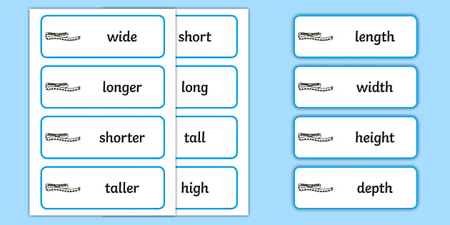 Measurement and Length Vocabulary Word Cards (teacher made)