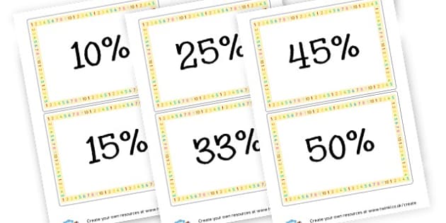 Percentage Cards for KS2 Math - Teaching Resources - Twinkl