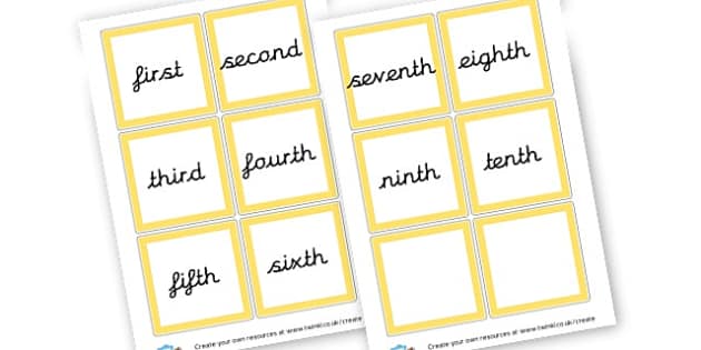 Ordinal Numbers Cards (teacher made) - Twinkl