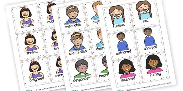 Describing Feelings Word Cards (l'insegnante ha fatto)