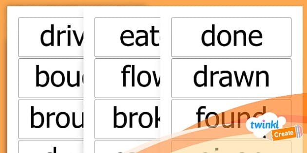 Past participle display cards - Twinkl