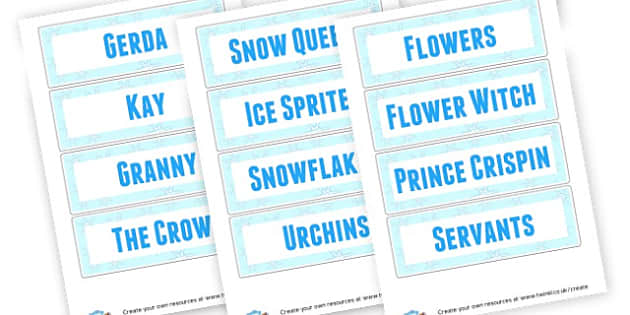 Snow Queen Character Cards - Traditional Tales The Snow Queen Primary