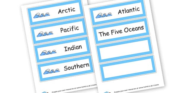 Name All the Oceans - Continents and Oceans - Geography