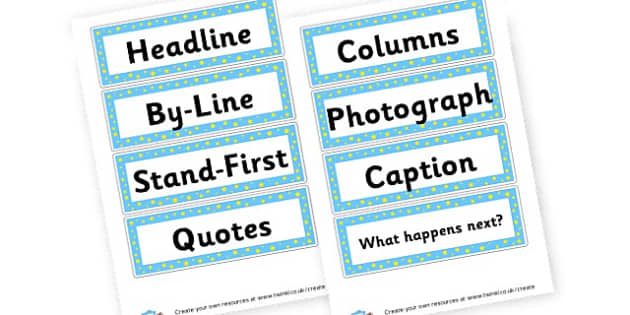 Newspaper Writing Key Features Newspaper Templates Primary