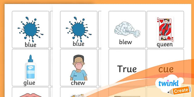 Digraph \'ue\' and \'ew\' bingo - Twinkl