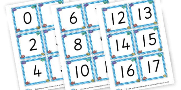 Superhero Number Cards 0-20