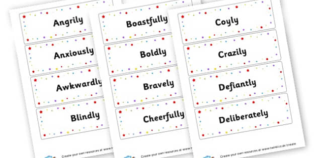 Adverb Word Cards (teacher made) - Twinkl