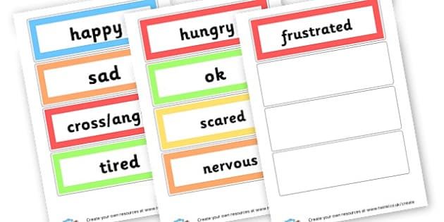 Emotions words (teacher made) - Twinkl