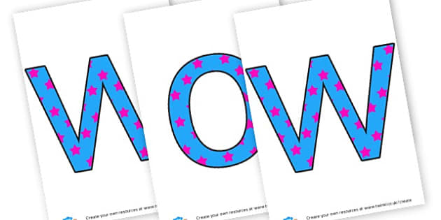 Wow Wall lettering - display lettering - Wow Words & Adjectives
