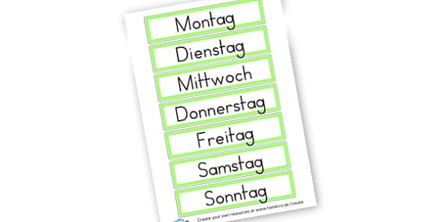 German Days of the Week Cards (teacher made) - Twinkl