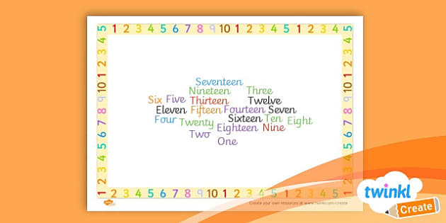 Words for numbers to twenty - Twinkl