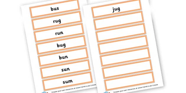 CVC u Word Cards (teacher made) - Twinkl