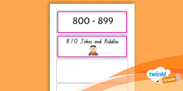 Dewey JNF 800s - Twinkl