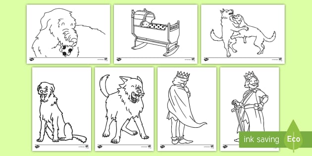 The Story Legend of Gelert Colouring Pages (Teacher-made)
