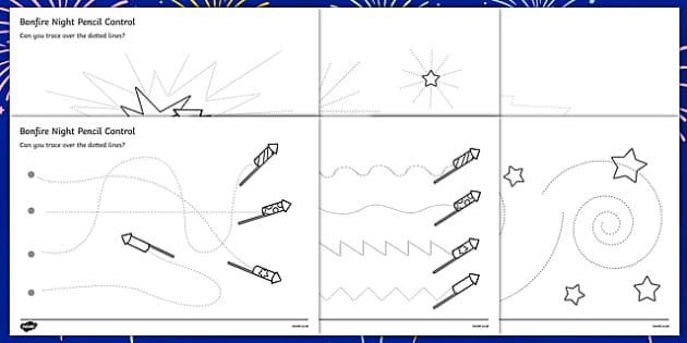 Bonfire Night Pencil Control Sheet (teacher made)